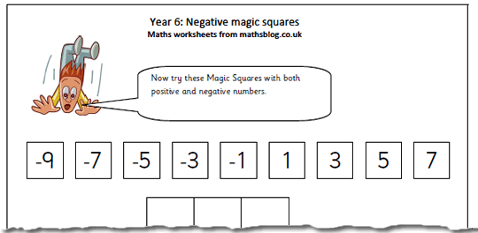 Year 6 Maths Worksheet Negative Numbers Magic Square Maths Blog